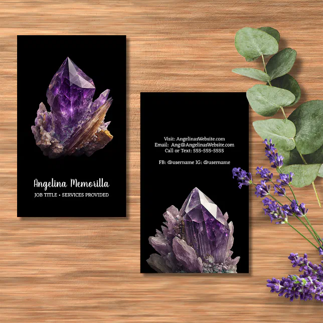 Amethyst Crystal Cluster Business Card | Zazzle