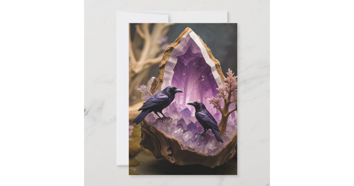 Amethyst Crystal - Crows Blackbird Ravens Invitation | Zazzle