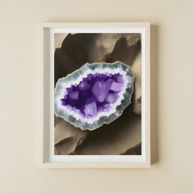 Amethyst Crystal Geode Digital Art Poster | Zazzle