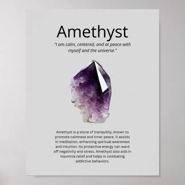 Amethyst Crystal Meaning Poster | Zazzle