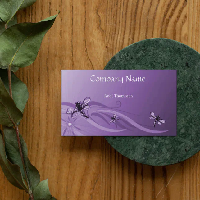 Amethyst Dragonflies Business Card | Zazzle