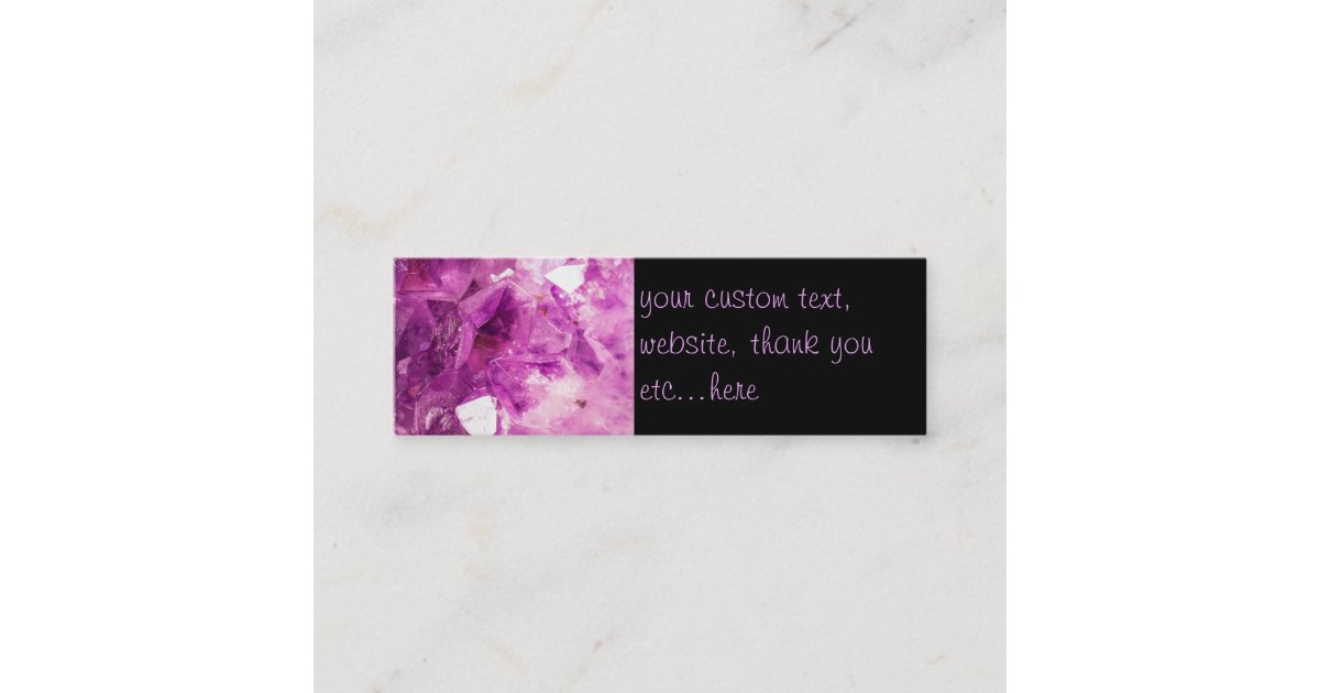 Amethyst Gemstone Image Shiny and Sparkly Mini Business Card | Zazzle