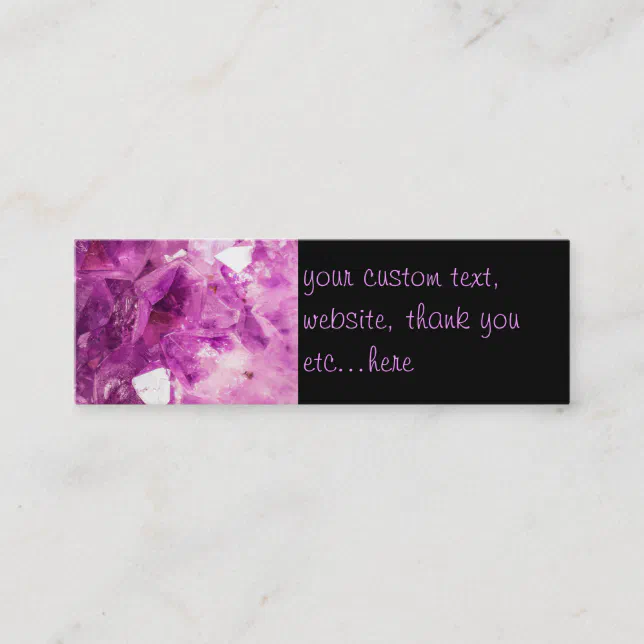 Amethyst Gemstone Image Shiny and Sparkly Mini Business Card | Zazzle