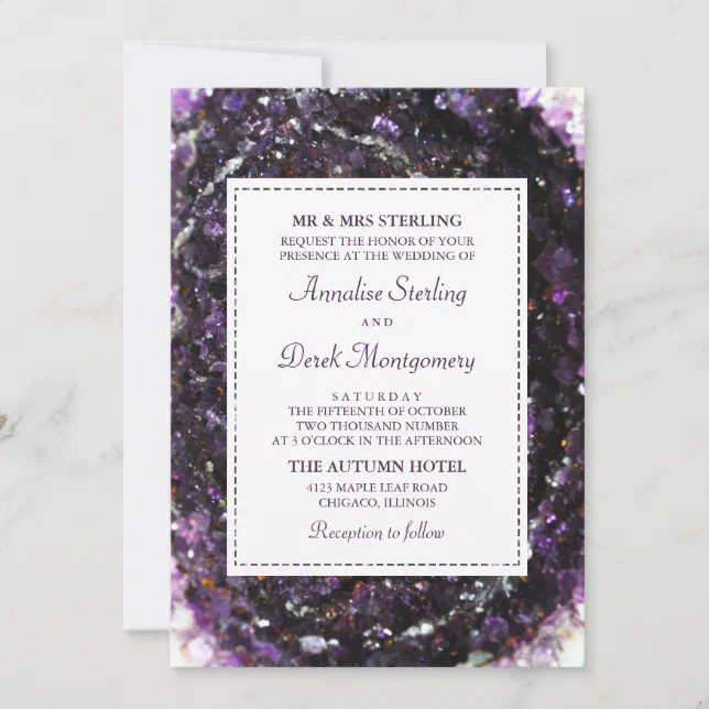 Amethyst Geode | Violet Wedding Invitation | Zazzle