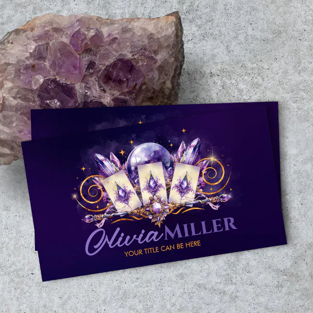 Amethyst Magic - Oracle Cards, Ball and Crystals Business Card | Zazzle