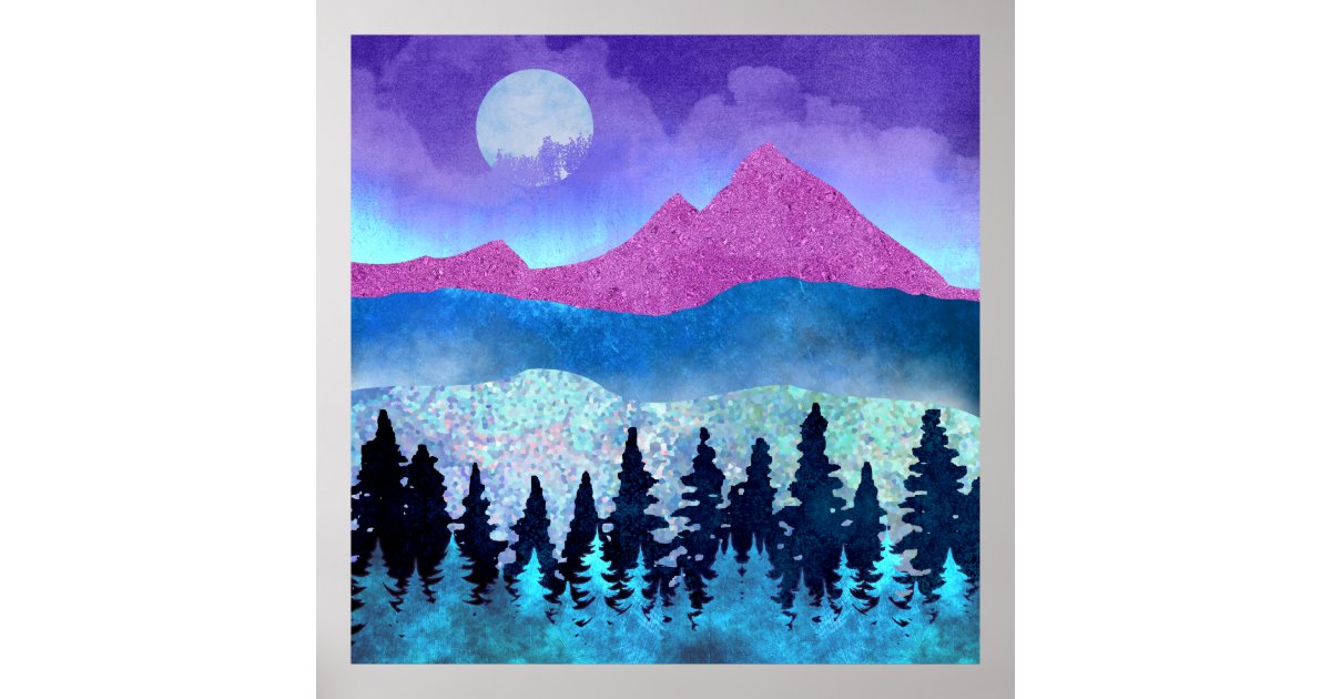 Amethyst Mist Mountains Poster | Zazzle