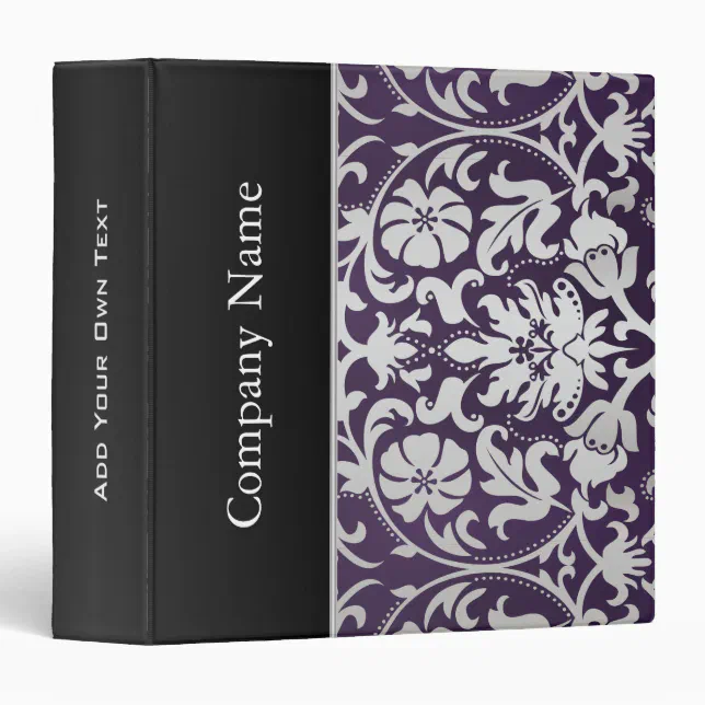 Amethyst Purple and Silver Damask Company Style Binder | Zazzle