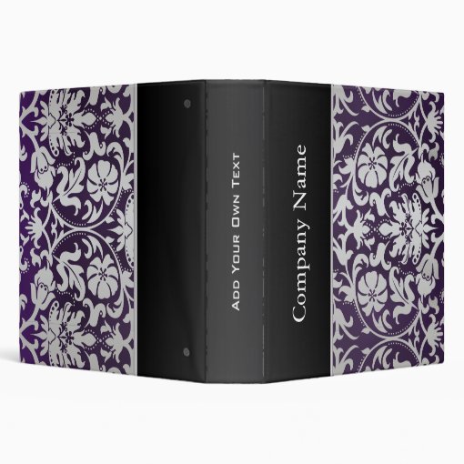 Amethyst Purple and Silver Damask Company Style Binder | Zazzle