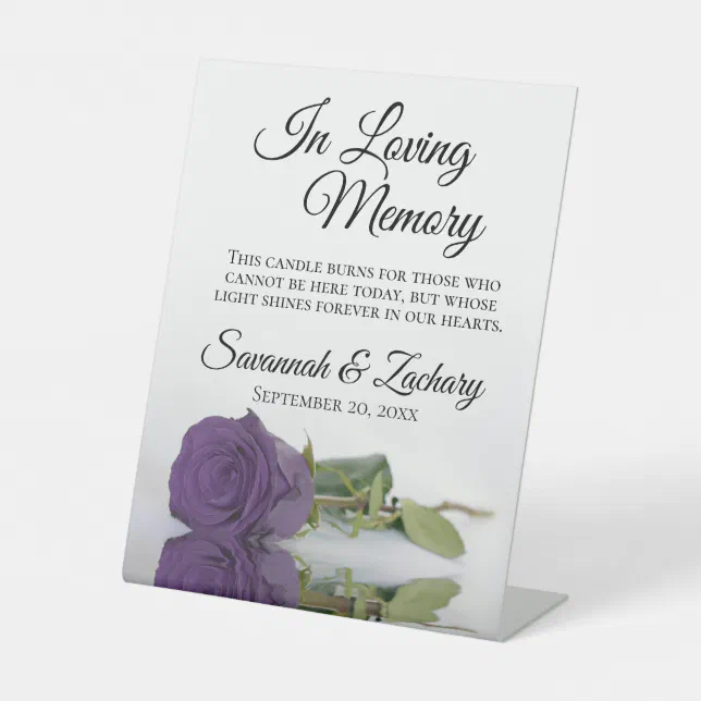 Amethyst Purple Rose In Loving Memory Memorial Pedestal Sign | Zazzle