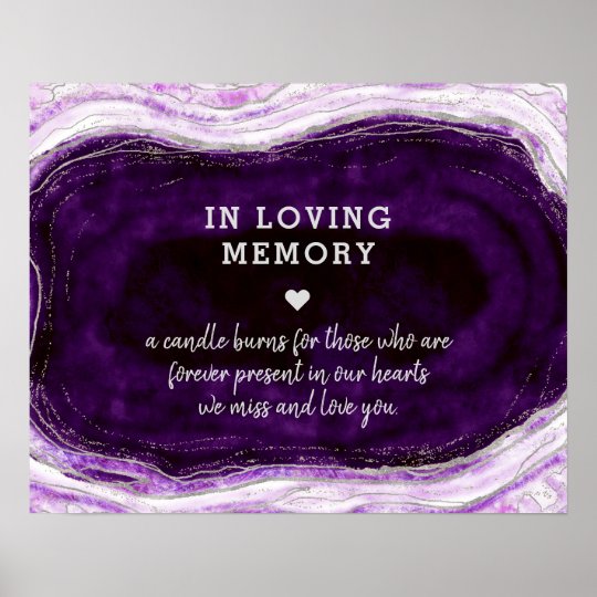Amethyst Purple & Silver In Loving Memory Sign | Zazzle.com