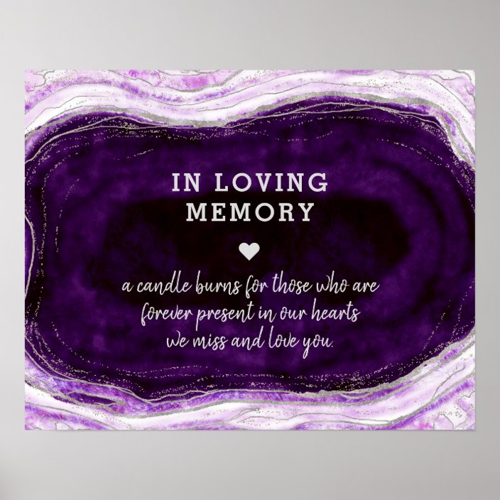 Amethyst Purple & Silver In Loving Memory Sign | Zazzle.com