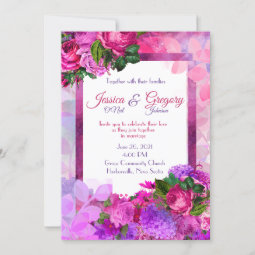 Amethyst Raspberry Floral Wedding Invitation | Zazzle