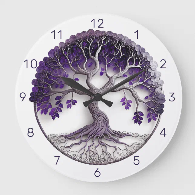 Amethyst Tree of Life Large Clock | Zazzle