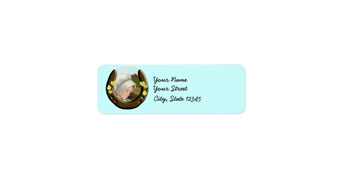Amish Horseshoe Girl labels | Zazzle