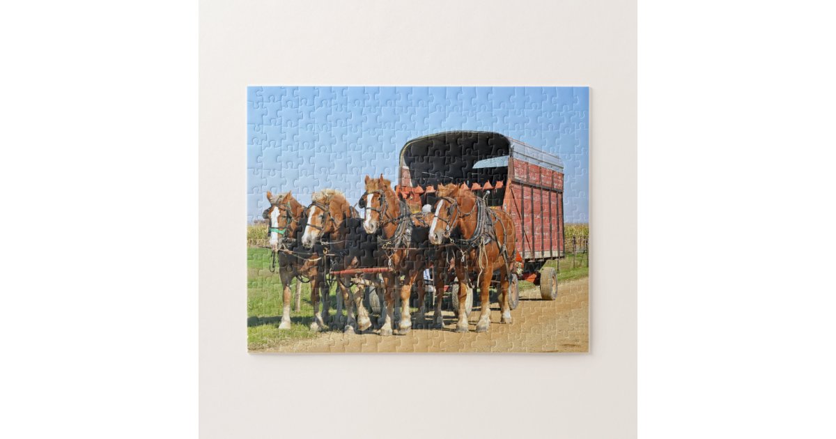Amish Team of Four Jigsaw Puzzle | Zazzle