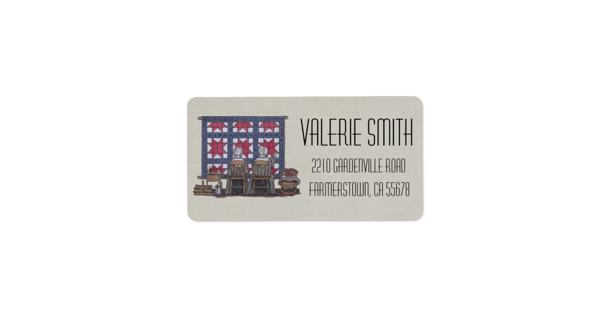 Amish Women Quilting Label | Zazzle