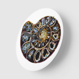 Ammonite Round Clock | Zazzle
