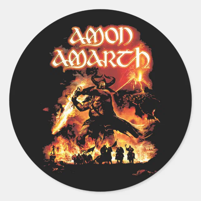 Amon Amarth Retro Fan Art Tribute Design Classic Round Sticker | Zazzle