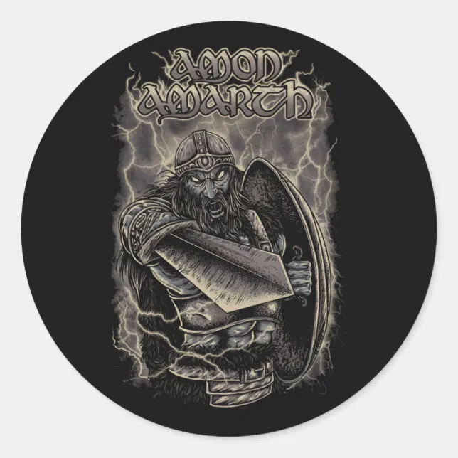 Amon Amarth Retro Fan Design Classic Round Sticker | Zazzle
