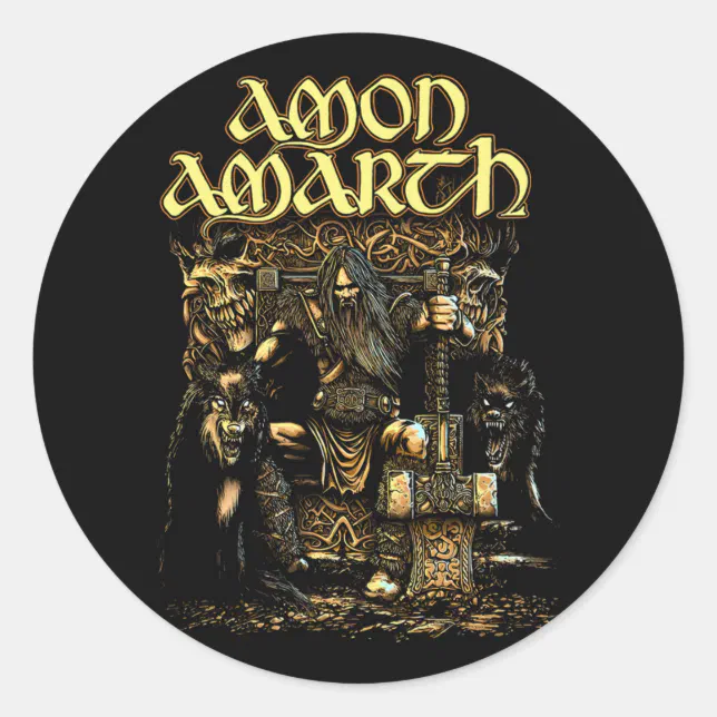 Amon Amarth Thor Band Logo Official Classic Round Sticker | Zazzle