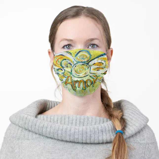 Amor Yellow Guardian Angel Art Custom Face Masks | Zazzle