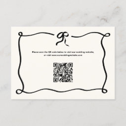 Amour | French Bow Wedding Details with QR Code Enclosure Card | Zazzle