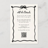 Amour French Bow | Wedding Guest Details QR Code Enclosure Card | Zazzle