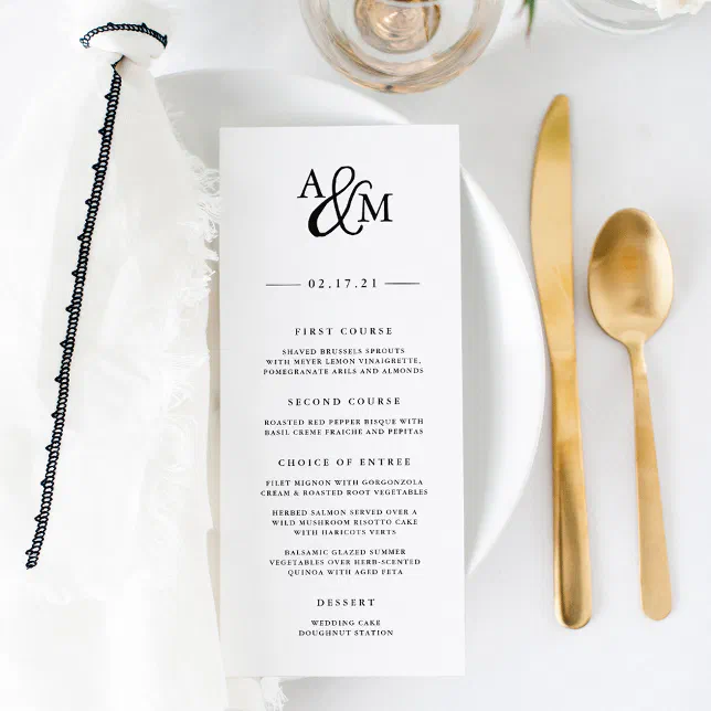 Ampersand Monogram Wedding Menu | Zazzle