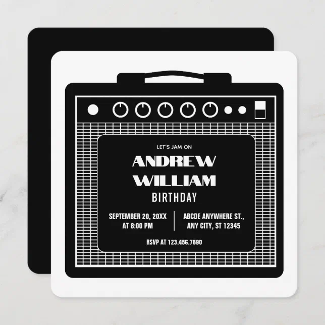 Amplifier speaker music birthday invitation | Zazzle