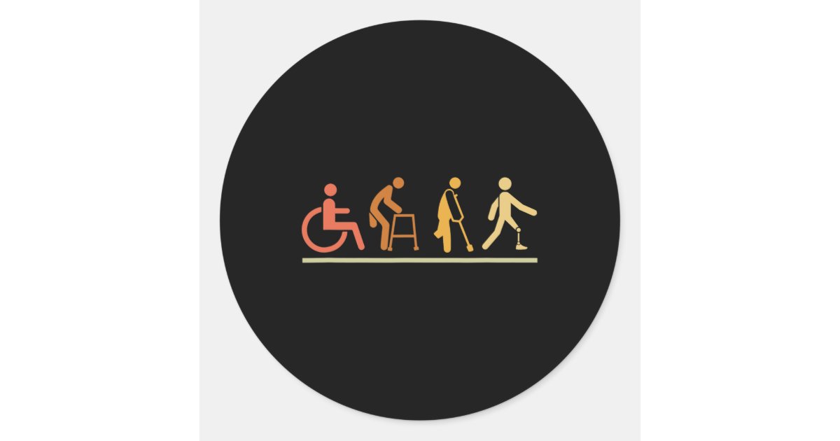 Amputee Leg Disabilities Evolution Prosthetic Leg Classic Round Sticker ...