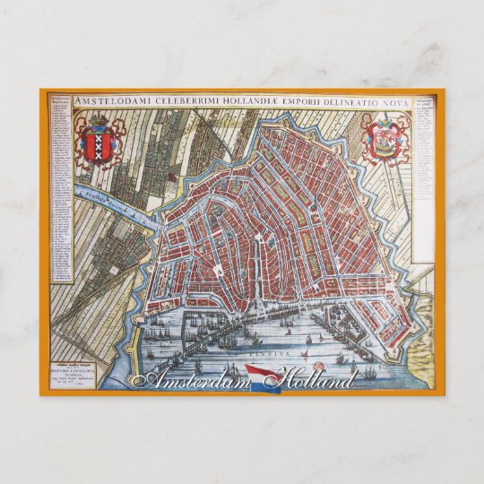 Amsterdam Antique Map Postcard | Zazzle.com