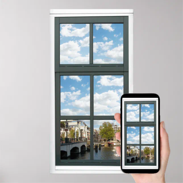Amsterdam Canal Cityscape Fake Window View Poster | Zazzle