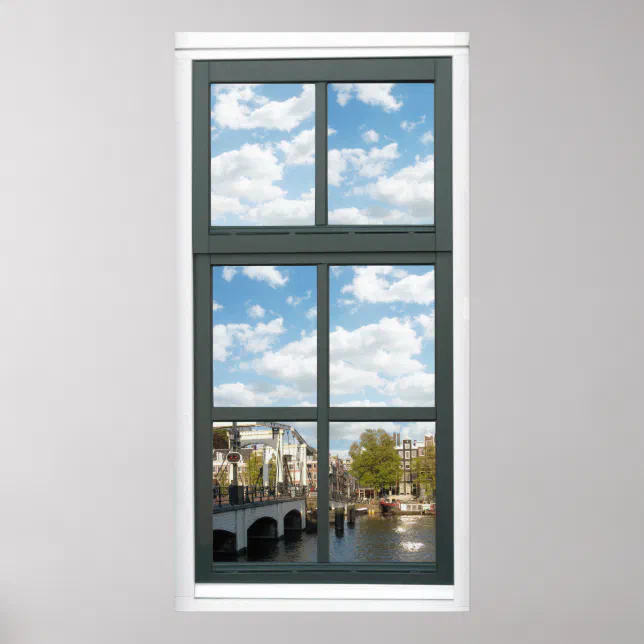 Amsterdam Canal Cityscape Fake Window View Poster | Zazzle