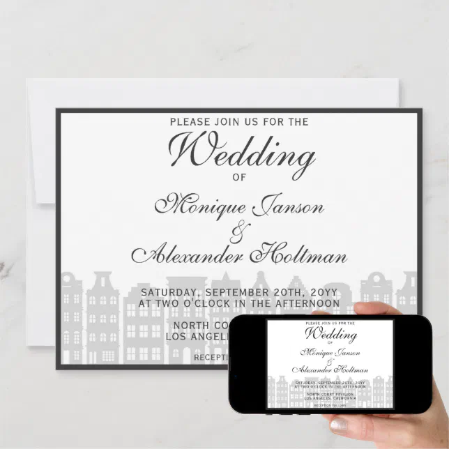 Amsterdam Canal Houses Dutch Wedding Invitation | Zazzle