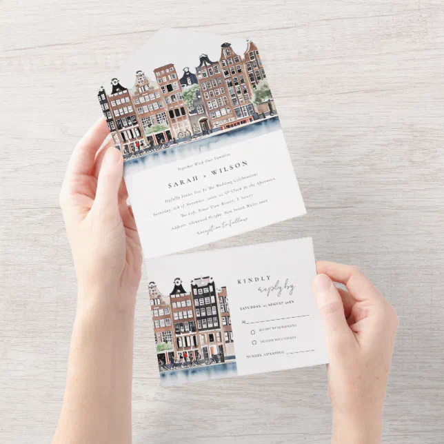 Amsterdam Dutch Canal Watercolor Landscape Wedding All In One ...