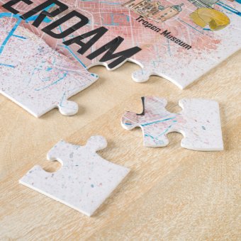 Amsterdam Netherlands Clean Iconic City Map Jigsaw Puzzle | Zazzle