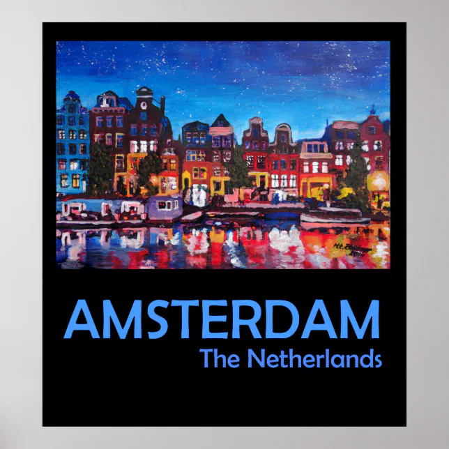 Amsterdam Netherlands Retro Travel Poster | Zazzle