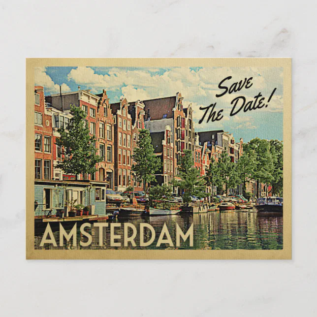 Amsterdam Save The Date Netherlands Holland Announcement Postcard | Zazzle