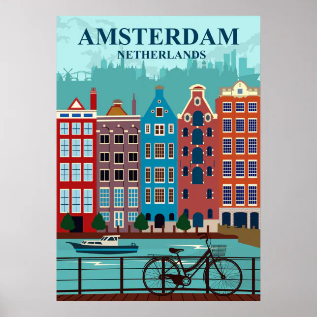Amsterdam The Netherlands Travel Poster | Zazzle
