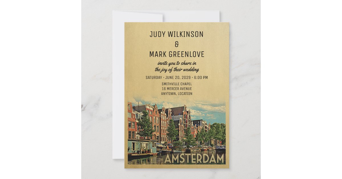 Amsterdam Wedding Invitation Netherlands Holland | Zazzle