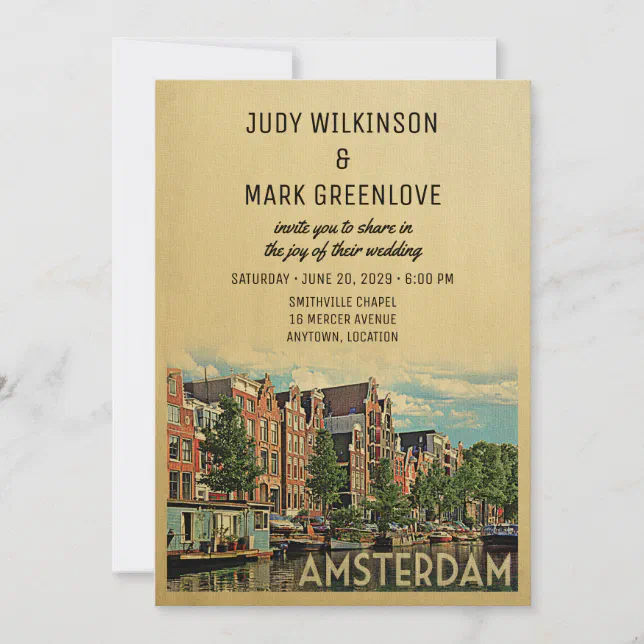 Amsterdam Wedding Invitation Netherlands Holland | Zazzle