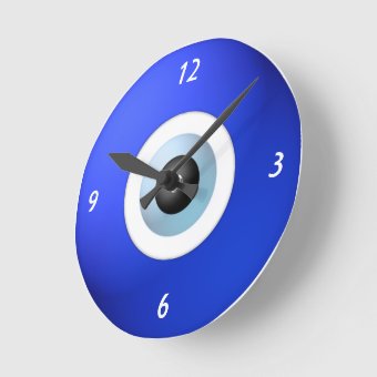Amulet to Ward off the Evil Eye Round Clock | Zazzle