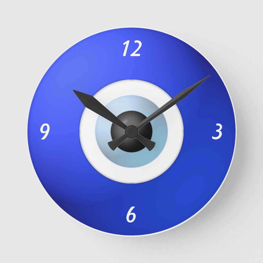 Amulet to Ward off the Evil Eye Round Clock | Zazzle