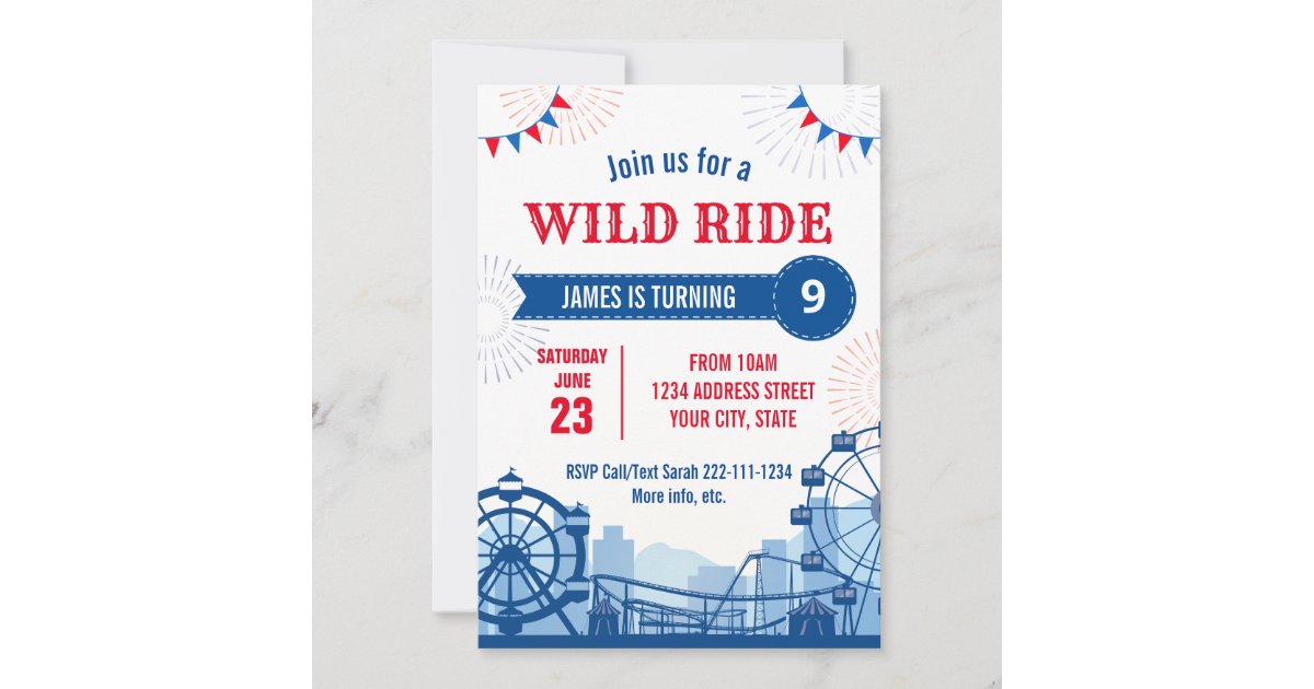 Amusement park birthday invitation | Zazzle