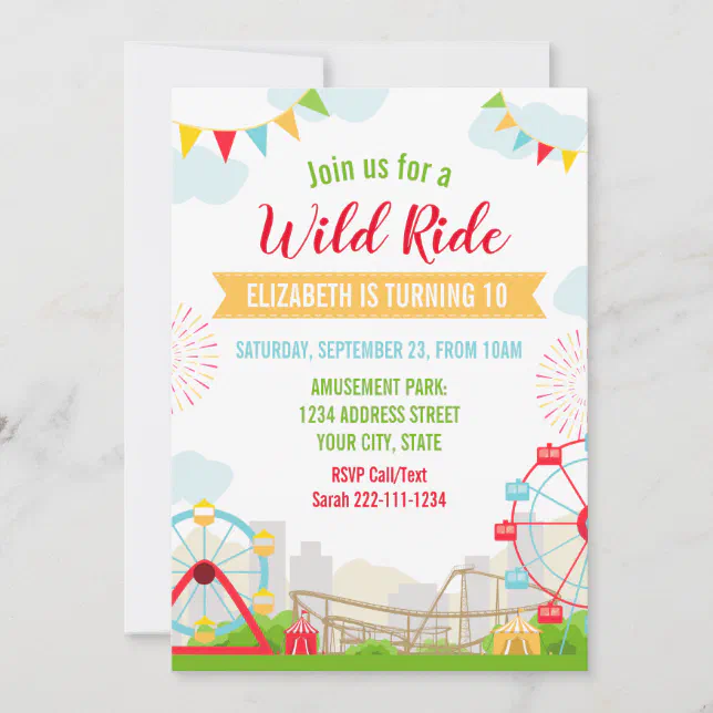 Amusement park birthday invitation | Zazzle