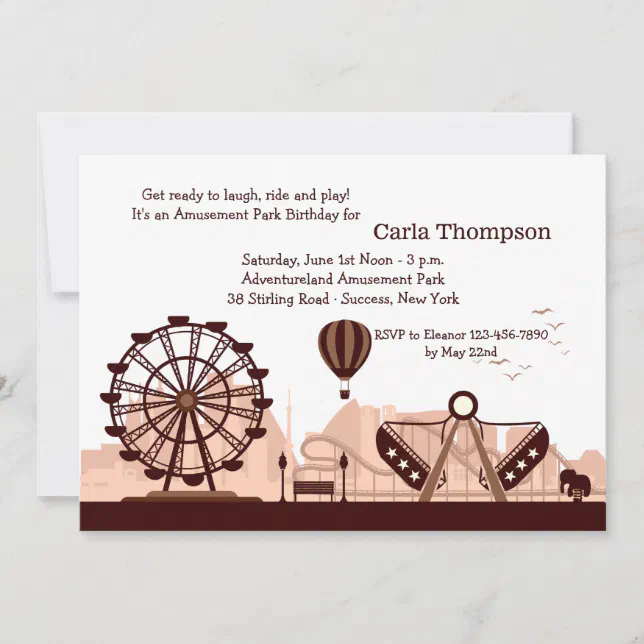 Amusement Park (Brown) Invitation | Zazzle