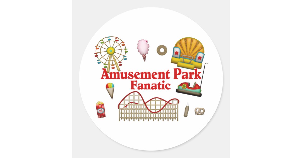 Amusement Park Fanatic Classic Round Sticker | Zazzle