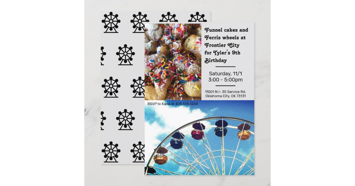 Amusement park Ferris Wheel Birthday Invitation | Zazzle
