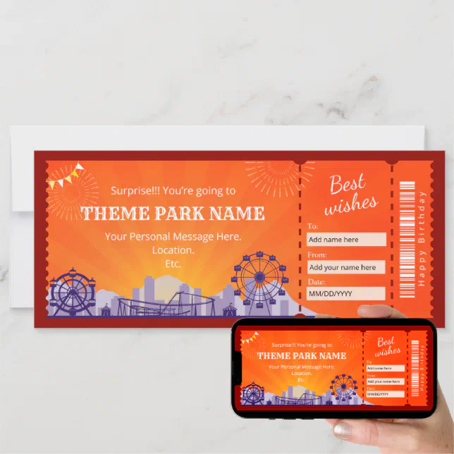 Amusement park Gift Certificate Invitation | Zazzle