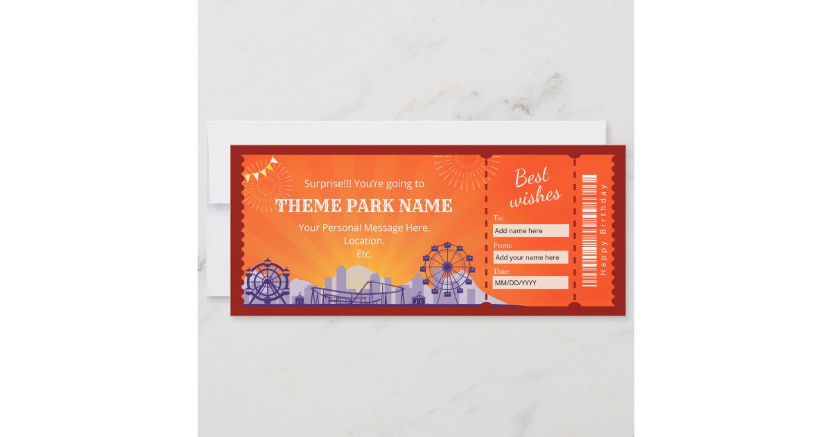 Amusement park Gift Certificate Invitation | Zazzle